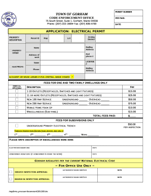 APPLICATION:ELECTRICAL PERMIT Doc Template | pdfFiller