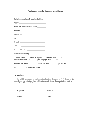 Application for Letter of Accreditation Doc Template | pdfFiller