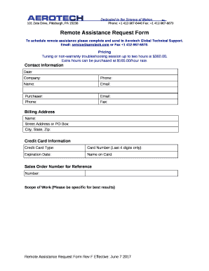Remote Assistance Request Doc Template | pdfFiller