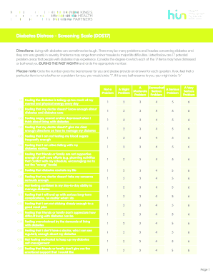 Fillable Online Diabetes Distress - Screening Scale (DDS17) Fax Email ...