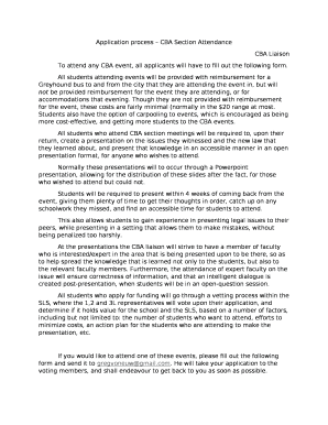 Application process CBA Section Attendance Doc Template | pdfFiller