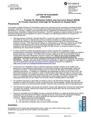 LETTER TO PLACEMENT EMPLOYER Doc Template | pdfFiller