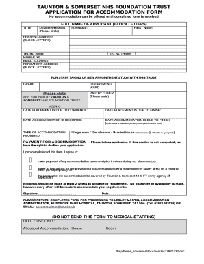 APPLICATION FOR ACCOMMODATION Doc Template | pdfFiller