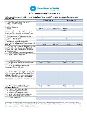 BTL Mortgage Application Doc Template | pdfFiller