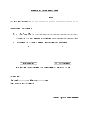 Fillable Online AFFIDAVIT FOR CHANGE OF SIGNATURE Fax Email Print ...