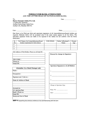 Fillable Online FORMAT FOR BANK ATTESTATION Fax Email Print - pdfFiller