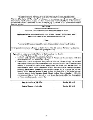 Fillable Online This Exit Offer Letter (Offer Letter) is being sent to ...