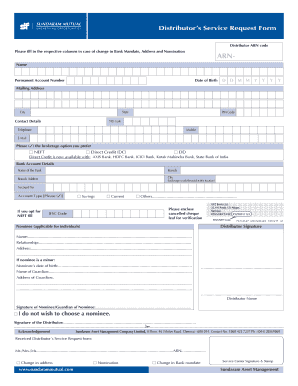 Fillable Online Distributors Service Request Form Fax Email Print ...