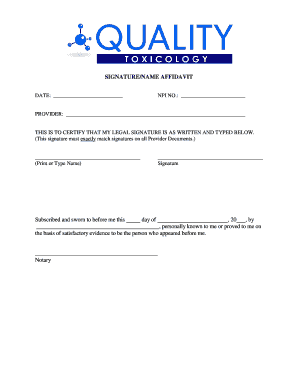 Fillable Online SIGNATURE/NAME AFFIDAVIT Fax Email Print - pdfFiller