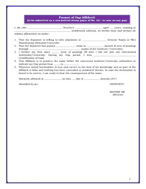 Fillable Online Format of Gap Affidavit Fax Email Print - pdfFiller