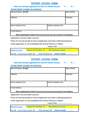 Fillable Online PATIENT ACCESS FORM Fax Email Print - pdfFiller