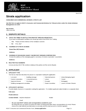 Strata application Doc Template | pdfFiller