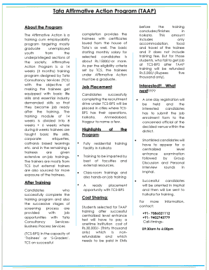 Fillable Online Tata Affirmative Action Program (TAAP) Fax Email Print ...