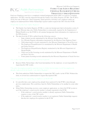 Fillable Online FAMILY CARE SAFETY REGISTRY/ Fax Email Print - pdfFiller