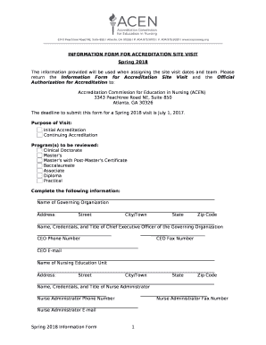 INATION FOR ACCREDITATION SITE VISIT Doc Template | pdfFiller