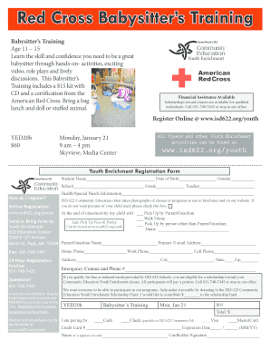 Fillable Online Red Cross Babysitters Training Fax Email Print - pdfFiller
