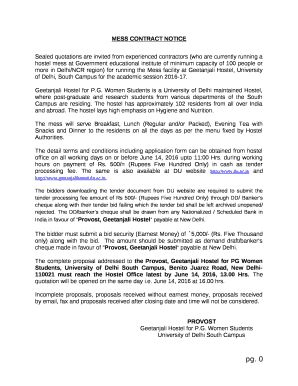 MESS CONTRACT NOTICE - geetanjalihostel du ac Doc Template | pdfFiller