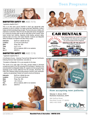 Fillable Online Babysitter Safety 101 (ages 10-15) Fax Email Print ...