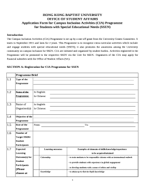 Application for Campus Inclusion Activities (CIA) Programme Doc ...