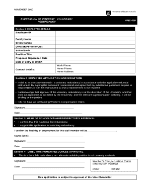 expression of interest for voluntary redundancy Doc Template | pdfFiller