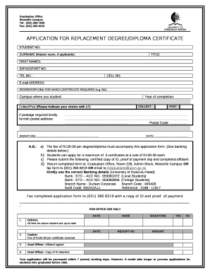 APPLICATION FOR REPLACEMENT DEGREE/DIPLOMA CERTIFICATE - alumniaffairs ...