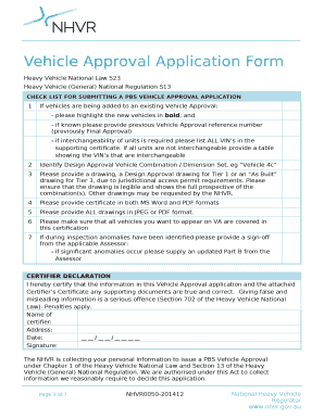 Vehicle Approval Application Doc Template | pdfFiller