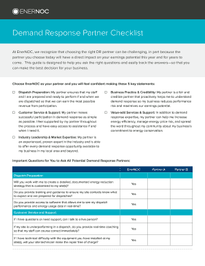 Fillable Online Demand Response Partner Checklist Fax Email Print ...