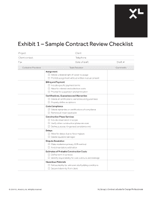 Fillable Online Exhibit 1 Sample Contract Review Checklist Fax Email ...