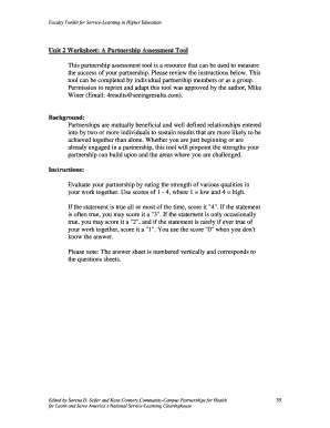 Fillable Online Unit 2 Worksheet: A Partnership Assessment Tool Fax ...