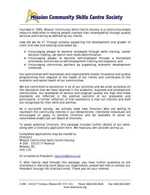Founded in 1995, Mission Community Skills Centre Society is a community ...