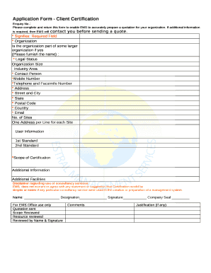 Application - Client Certification Doc Template | pdfFiller