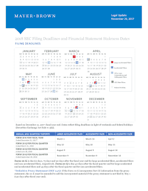 Fillable Online 2018 SEC Filing Deadlines and Financial Statement ...