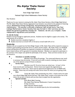 Mu Alpha Theta Honor Doc Template | pdfFiller