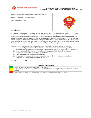 Fillable Online ELEMENTARY SCHOOL REPORTING TEMPLATE Fax Email Print ...