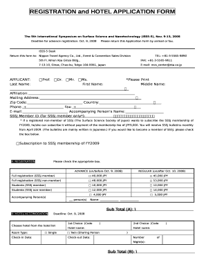 REGISTRATION and HOTEL APPLICATION Doc Template | pdfFiller