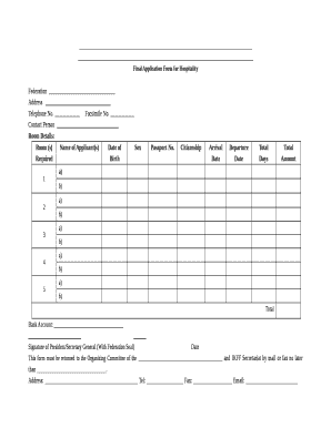 Final Application for Hospitality Doc Template | pdfFiller