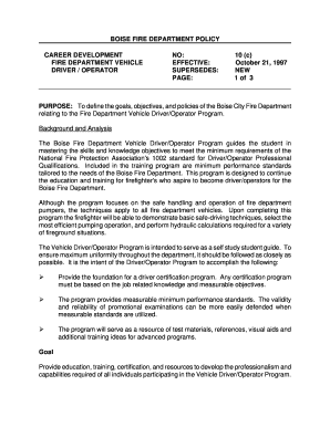 Fillable Online BOISE FIRE DEPARTMENT POLICY Fax Email Print - pdfFiller