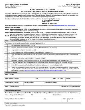 ADULT DAY CARE (ADC) CENTER Doc Template | pdfFiller