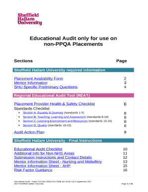 Educational Audit only for use on Doc Template | pdfFiller