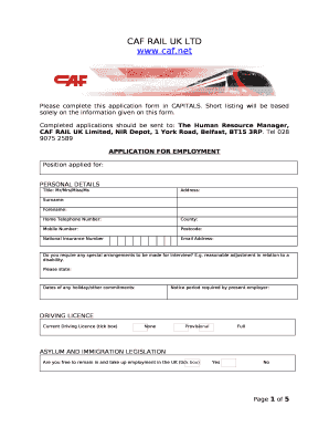 CAF RAIL UK LTD Doc Template | pdfFiller