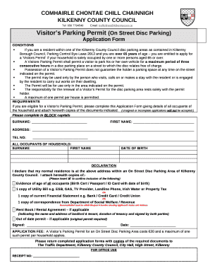 Visitors Parking Permit (On Street Disc Parking) Doc Template | pdfFiller