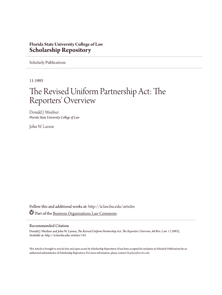 Fillable Online The Revised Uniform Partnership Act: The Fax Email ...