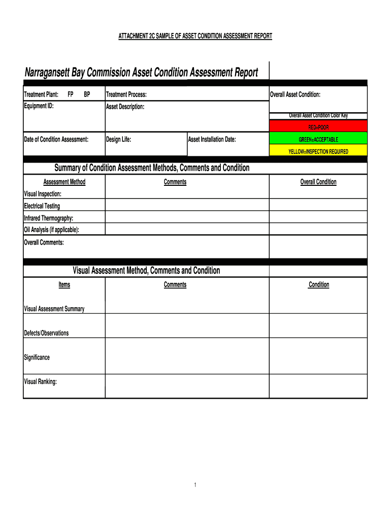Fillable Online ATTACHMENT 2C SAMPLE OF ASSET CONDITION ASSESSMENT ...