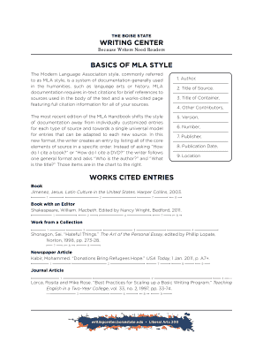 Fillable Online BASICS OF MLA STYLE Fax Email Print - pdfFiller