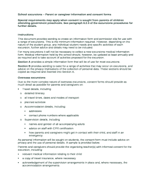 School excursions Parent or caregiver ination and consent s Doc ...