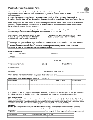 Pastime Keycard Application Doc Template | pdfFiller