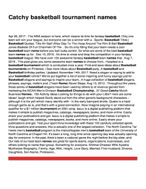 Fillable Online Catchy basketball tournament names Fax Email Print ...