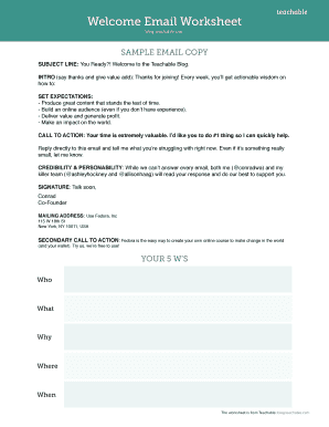 Fillable Online Welcome Email Worksheet Fax Email Print - pdfFiller