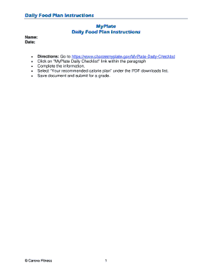 Fillable Online Daily Food Plan Instructions Fax Email Print - pdfFiller