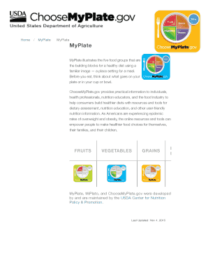 Fillable Online MyPlate illustrates the five food groups that are Fax ...